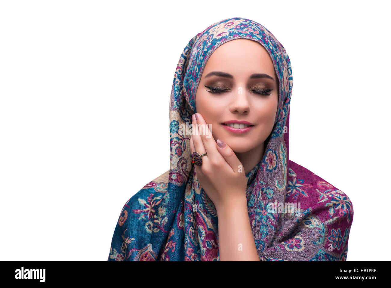 Woman in traditional muslim cover with ring Stock Photo - Alamy