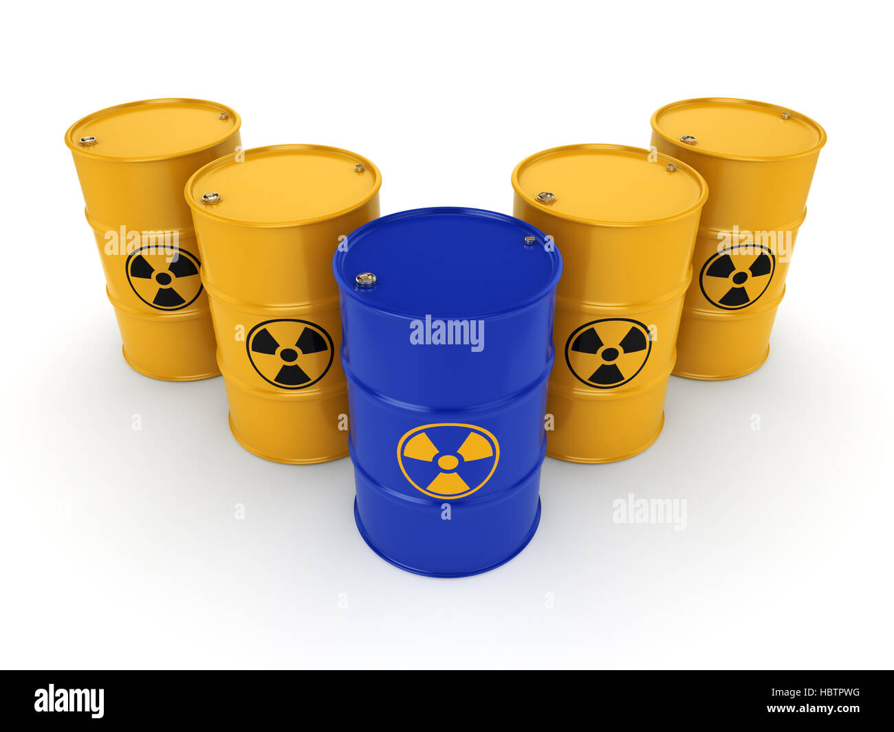 3D rendering radioactive barrels Stock Photo - Alamy