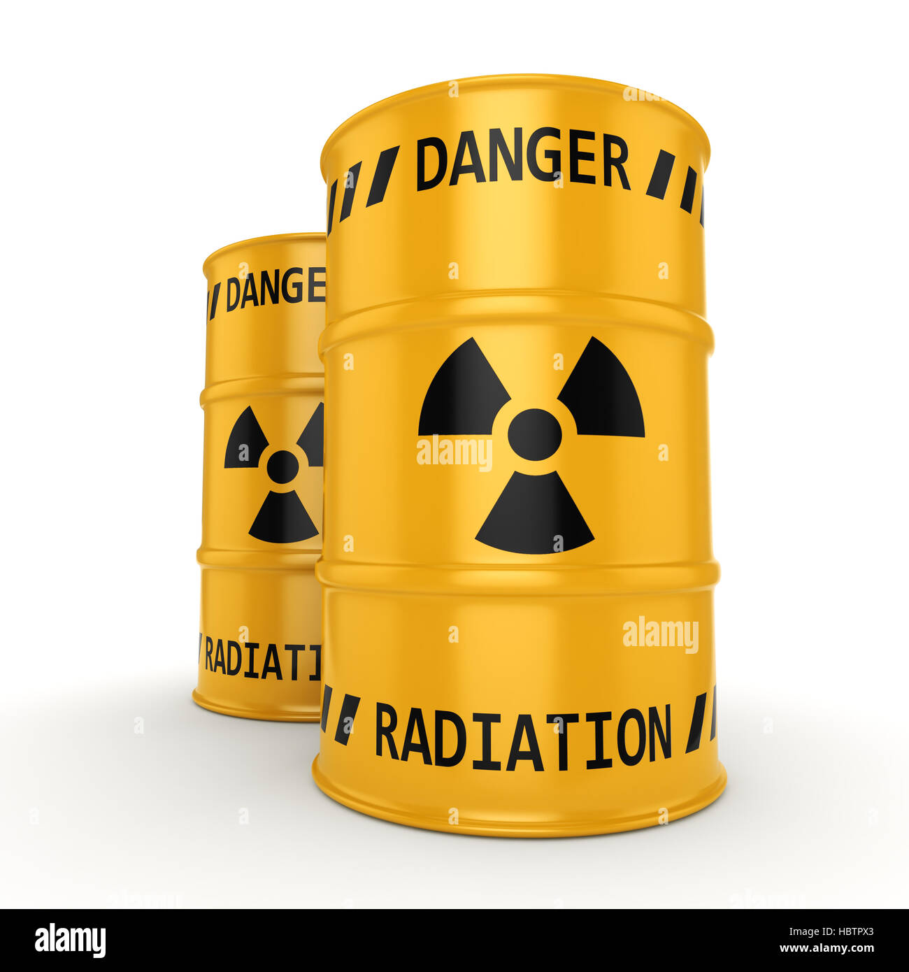 Yellow radioactive barrels Stock Photo - Alamy