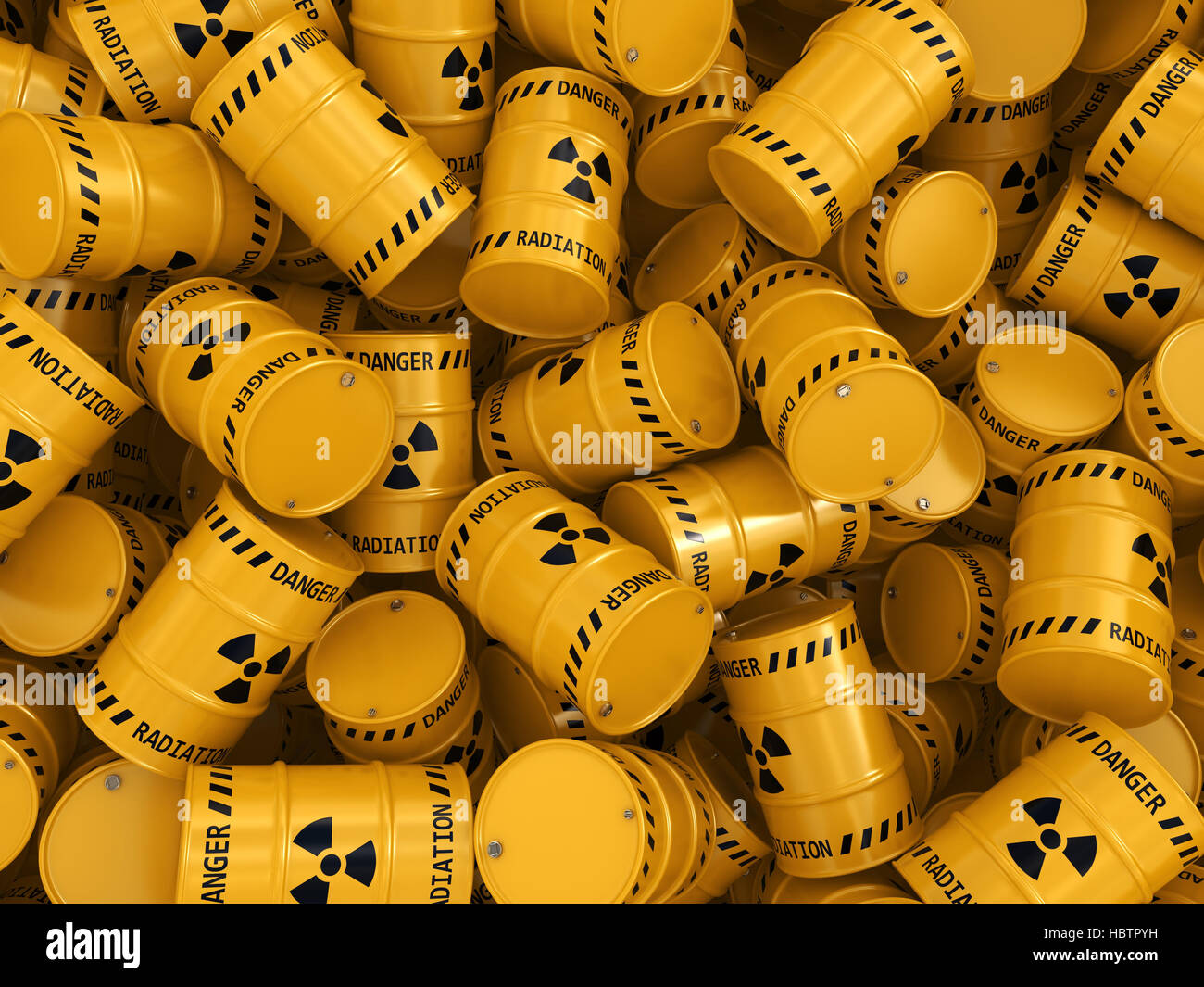 Yellow radioactive barrels Stock Photo - Alamy