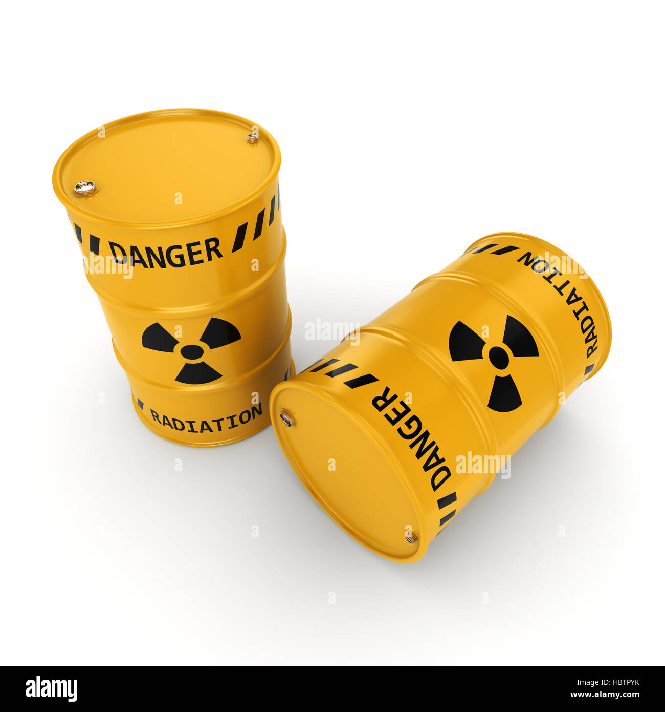 Yellow radioactive barrels Stock Photo - Alamy