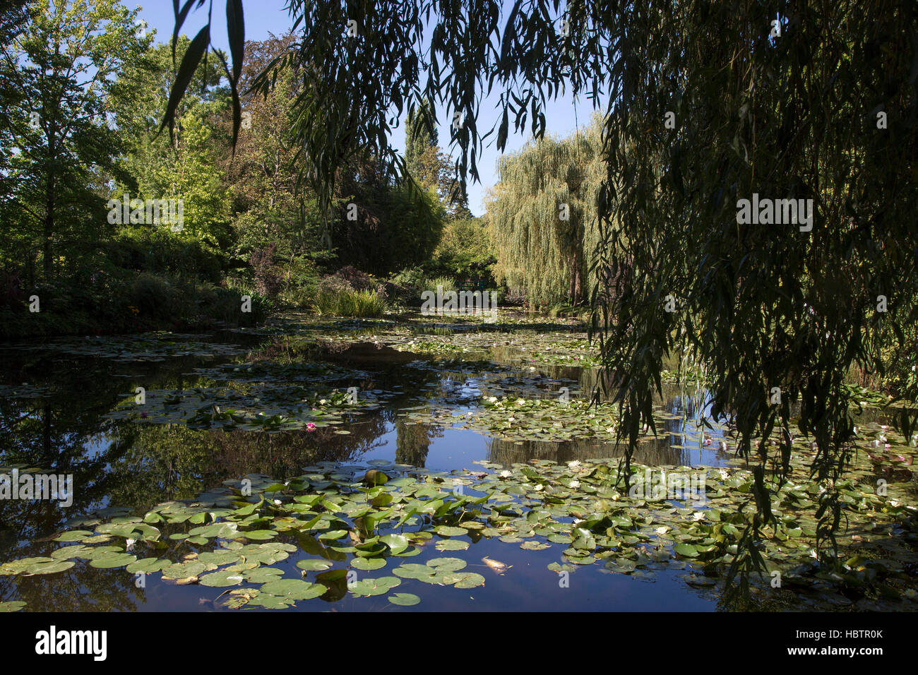The garden of Monet house, japanese bridge; Giverny, Normandy Stock ...