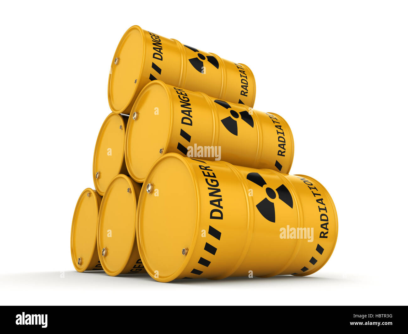 Yellow radioactive barrels Stock Photo - Alamy