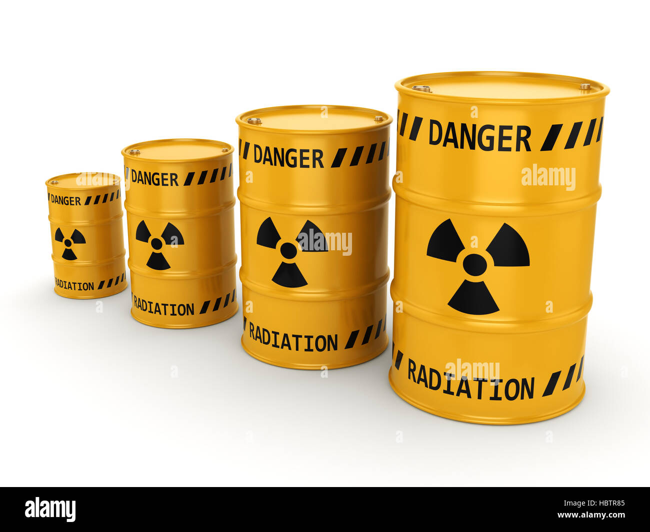 Yellow radioactive barrels Stock Photo - Alamy