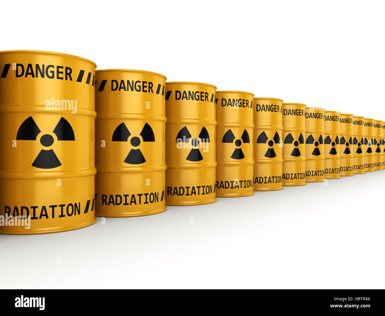 Yellow radioactive barrels Stock Photo - Alamy
