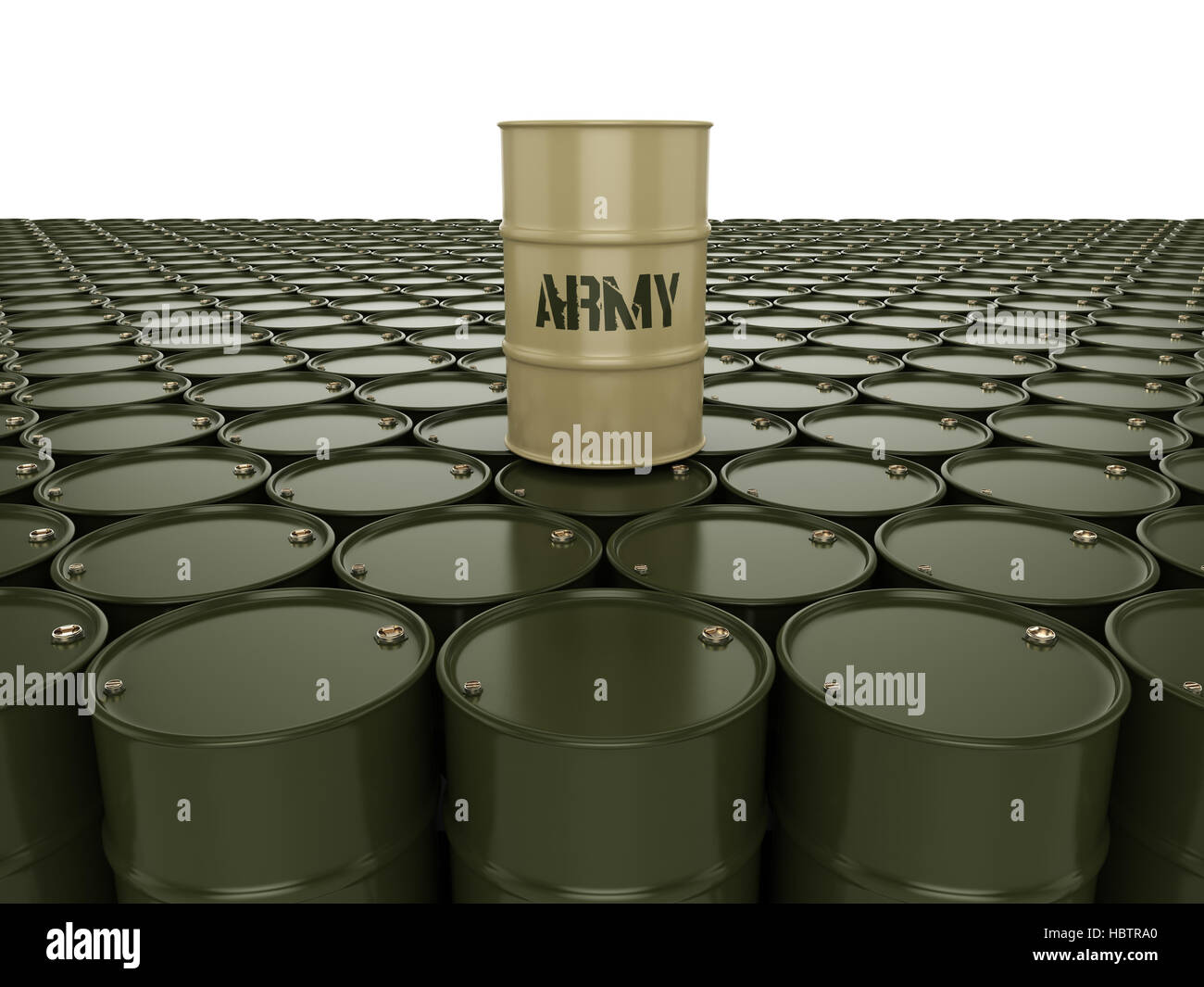 3D rendering army barrels Stock Photo - Alamy