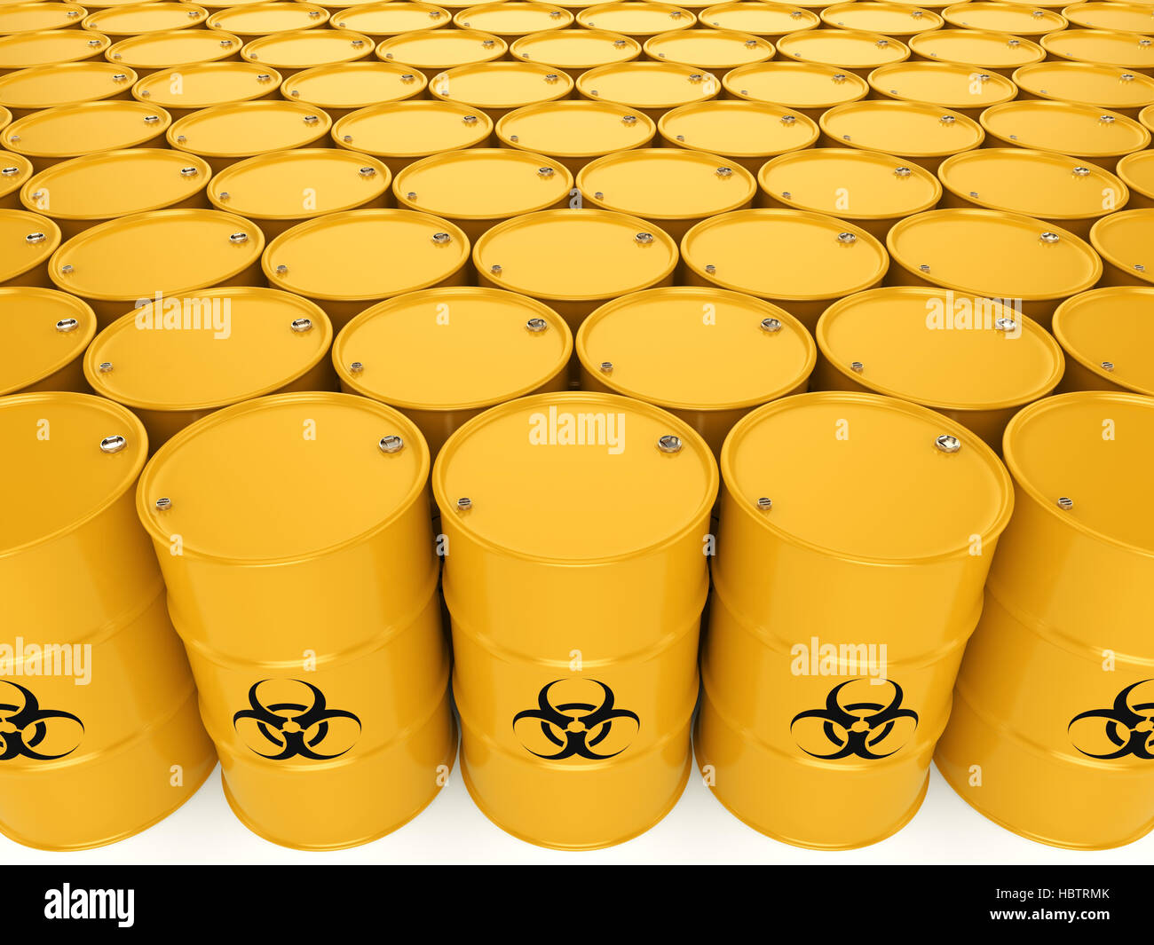 3D rendering biohazard barrels Stock Photo - Alamy