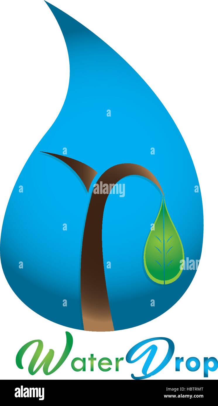 Isolated drop of mineral water with a tree, Vector illustration Stock ...