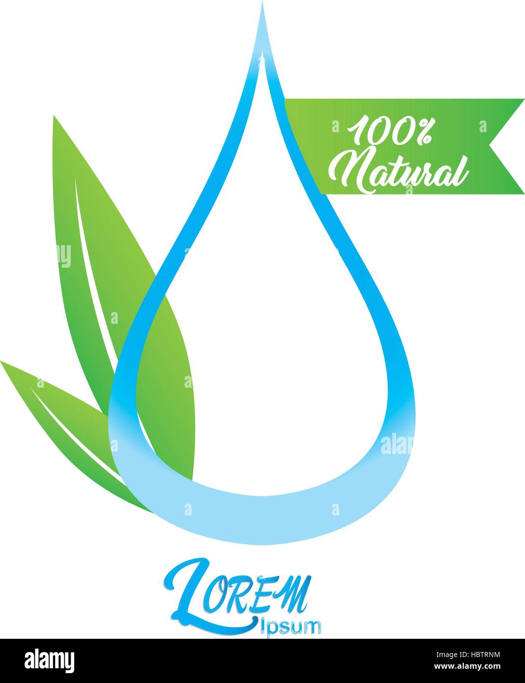 Isolated mineral water drop and a pair of leaves, Vector illustration ...