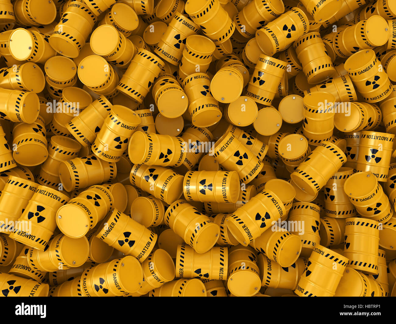 Yellow radioactive barrels Stock Photo - Alamy