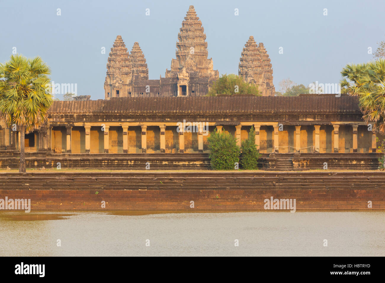 Angkor Wat temple with water reflection, Unesco site in Cambodia Stock ...