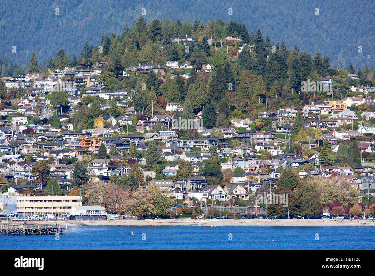 The view of West Vancouver residential district in Autumn (British ...
