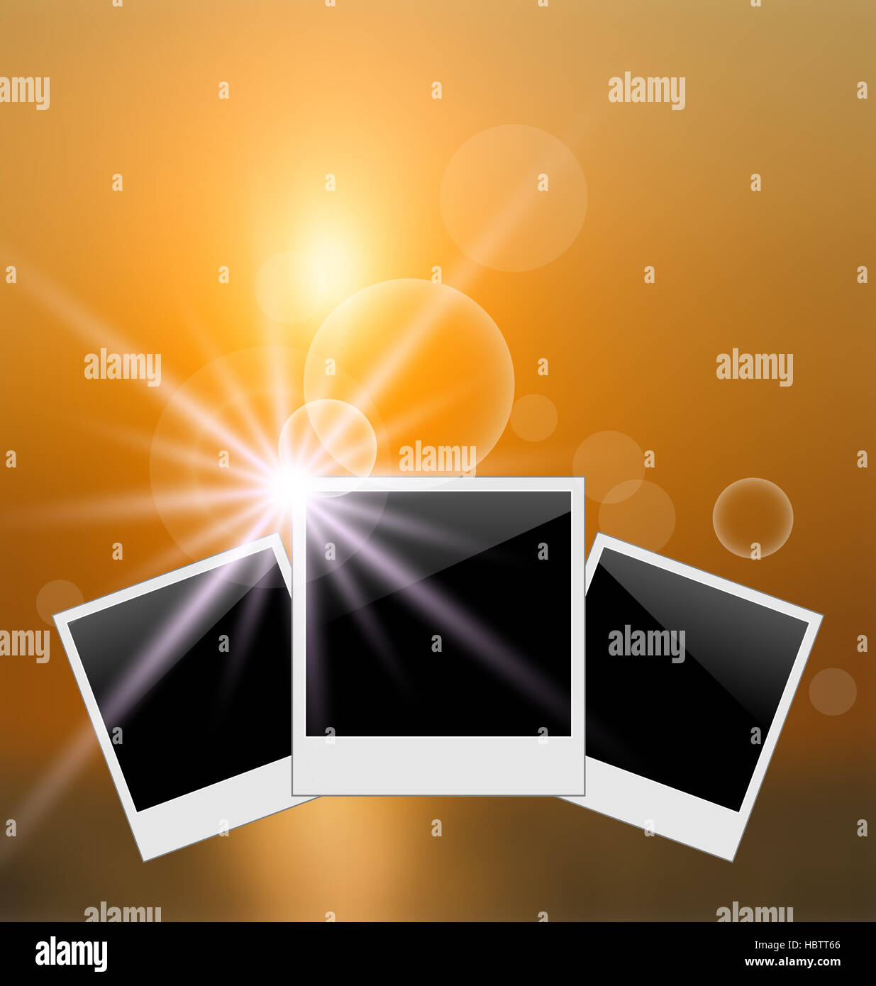 Set photo frame on blurred sunrise seascape Stock Photo - Alamy