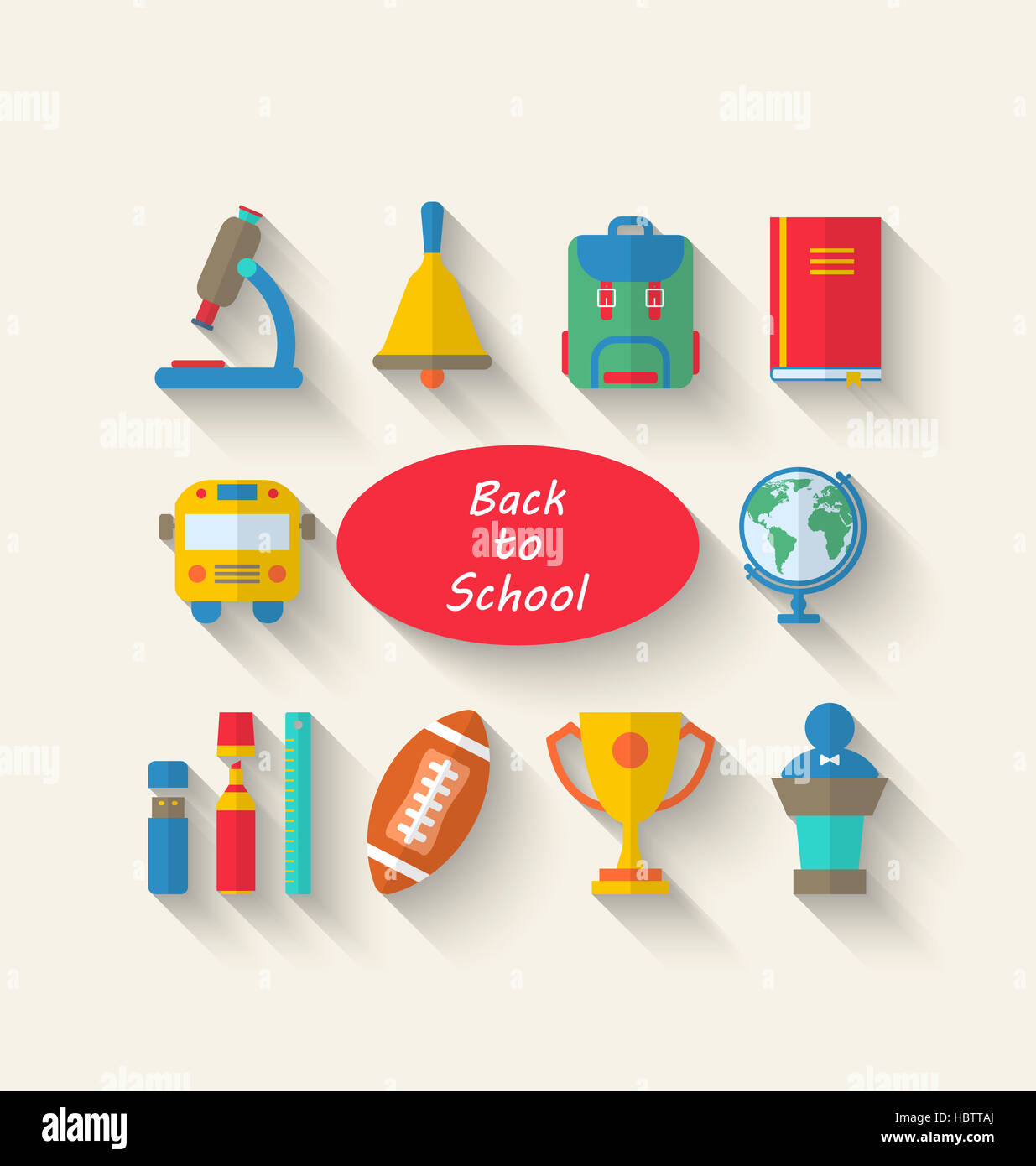 Flat icons graduation objects hi-res stock photography and images - Alamy