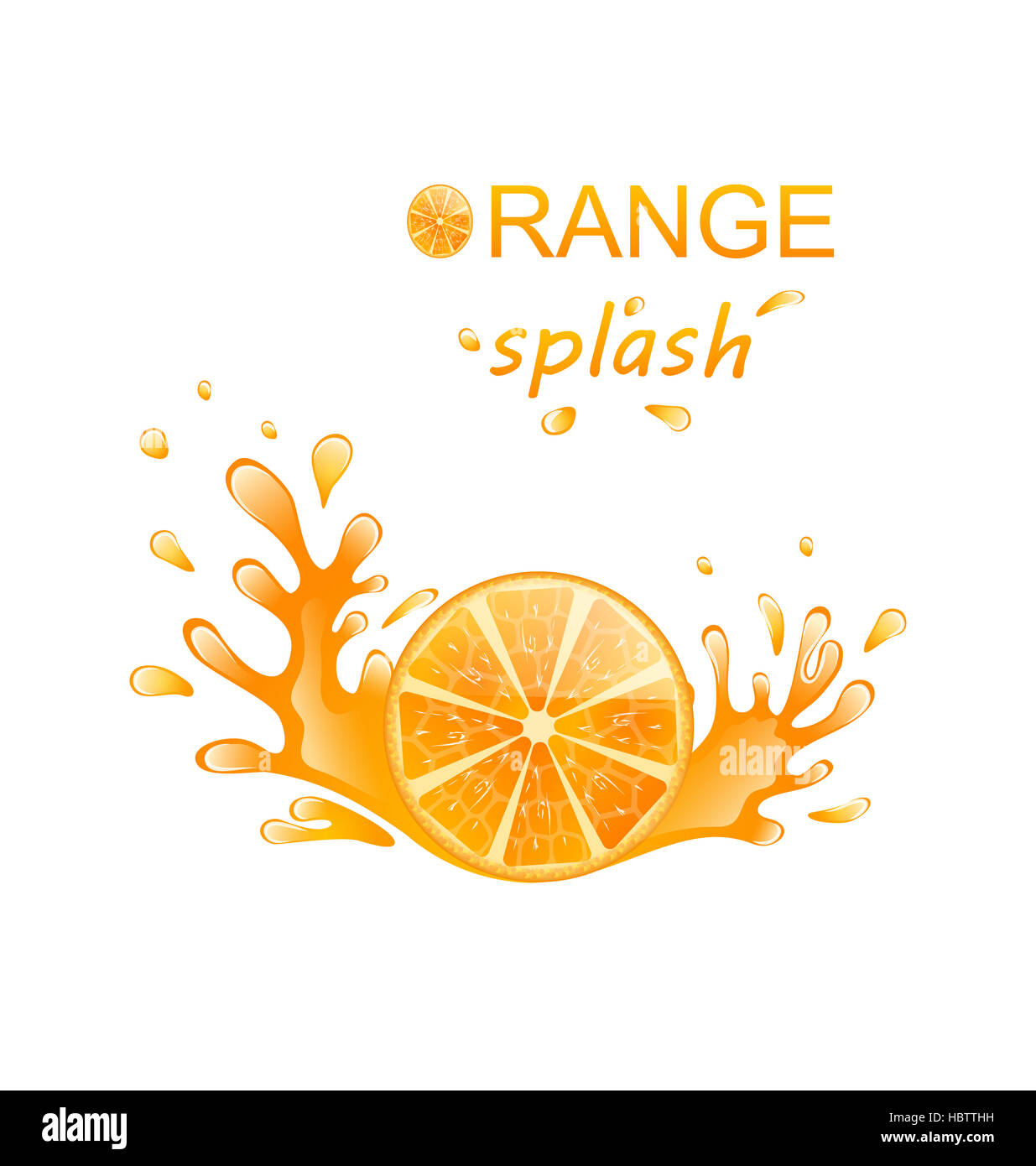 Slice of Orange with Splashing Stock Photo - Alamy