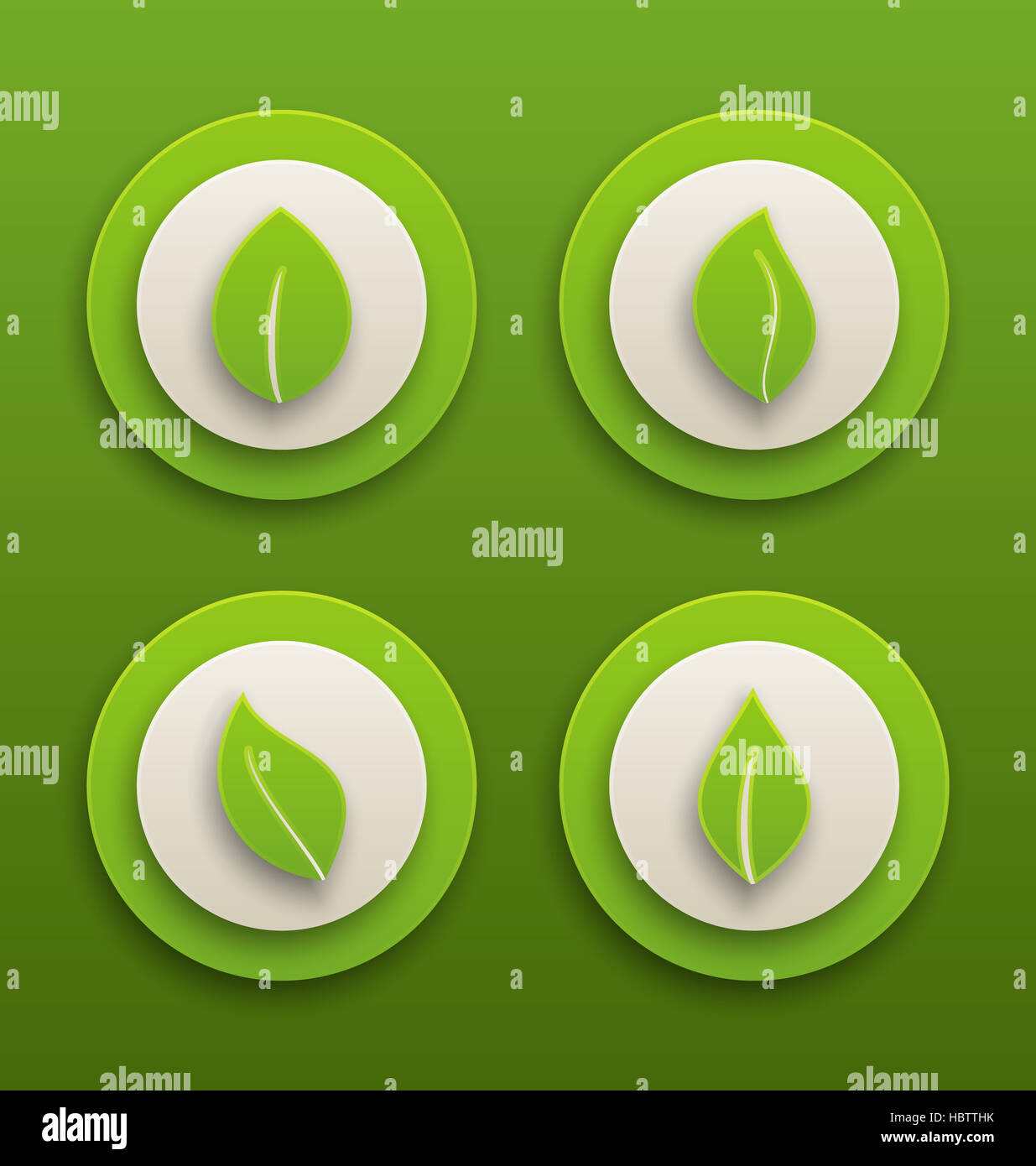 Set label with different green leaves Stock Photo - Alamy