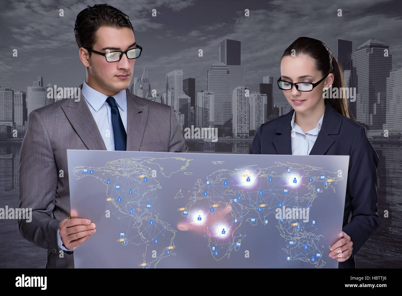 Business people discussing world map hi-res stock photography and ...