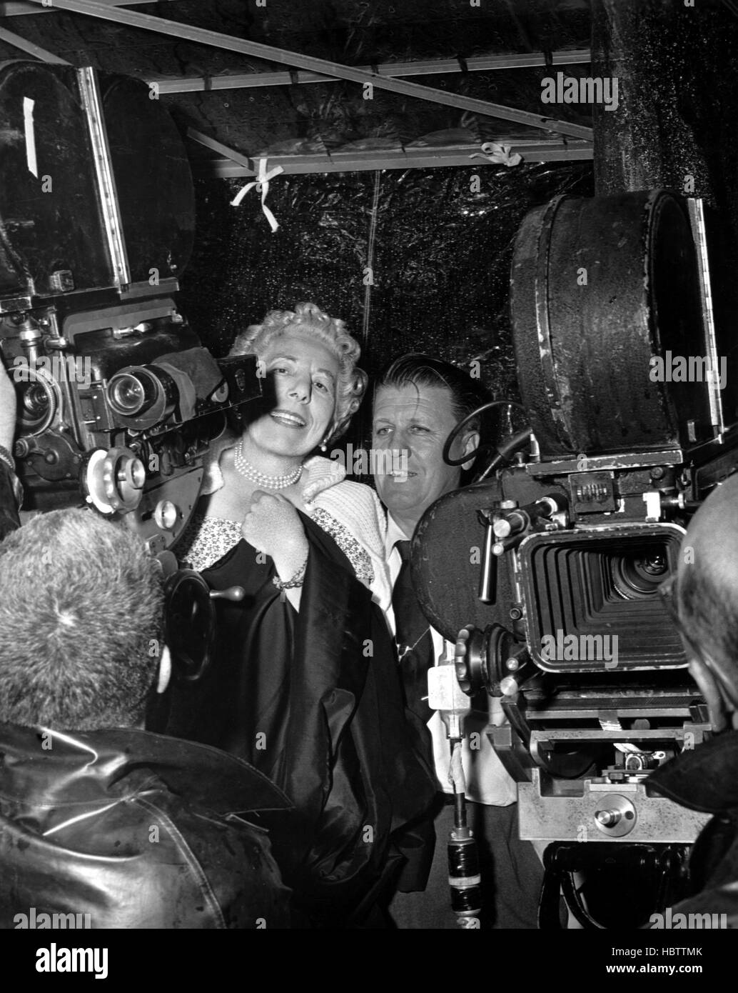GIANT, novelist Edna Ferber, director George Stevens on set, 1956 Stock ...