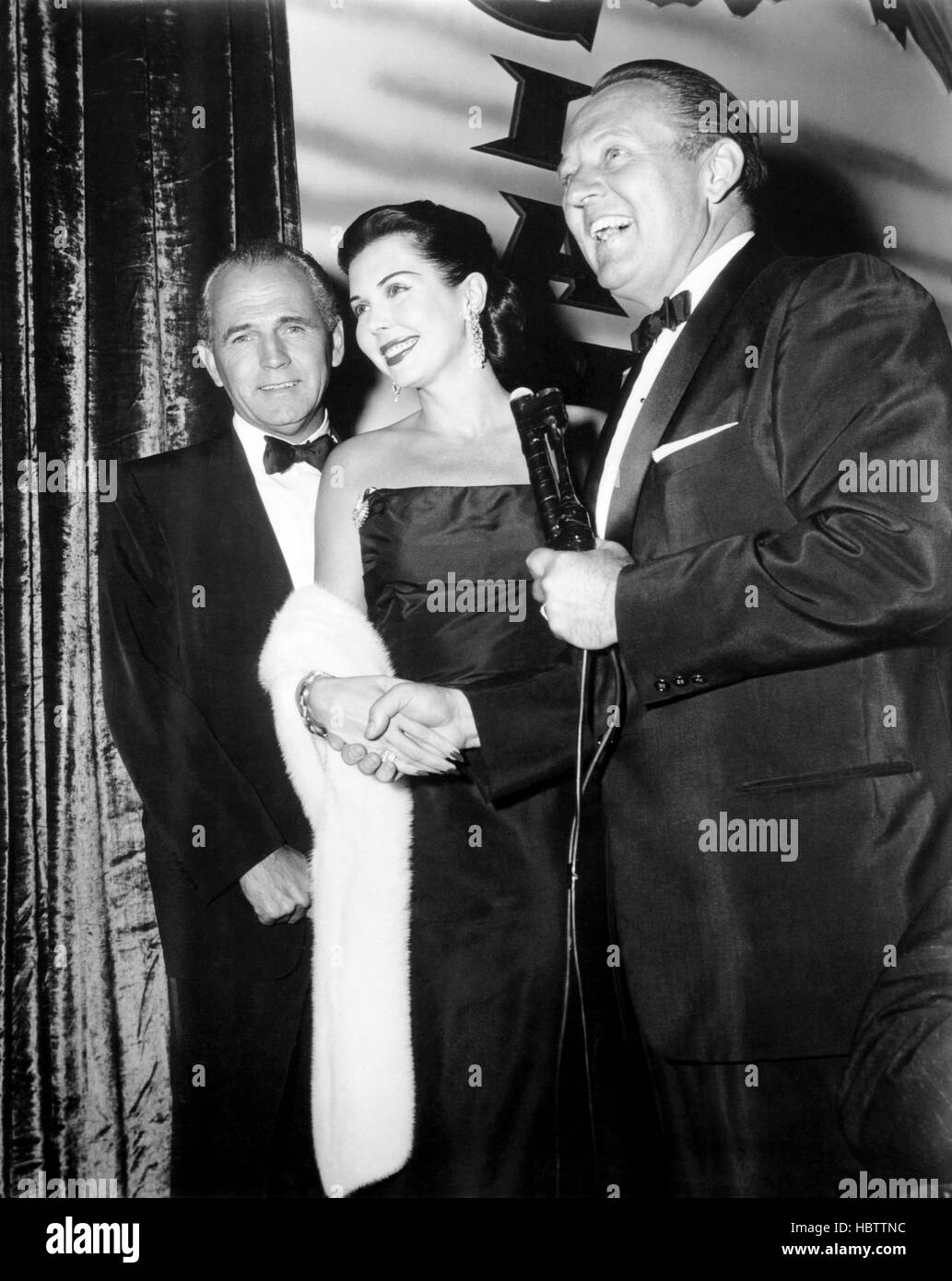 GIANT, from left: Hal Hayes, Ann Miller, Art Linkletter, at movie ...