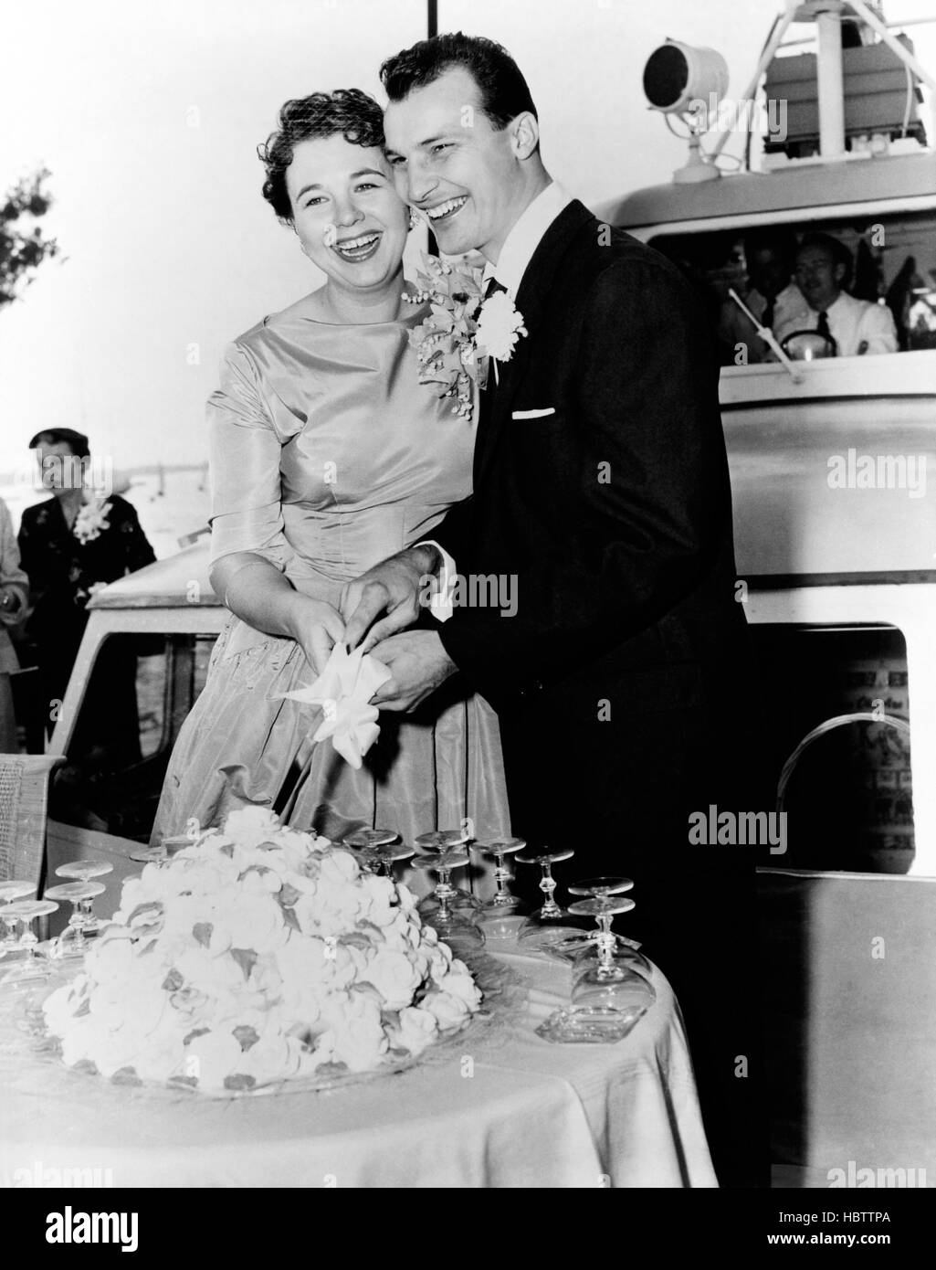 GIANT, from left: Jane Withers, Ken Errair at their wedding on set ...