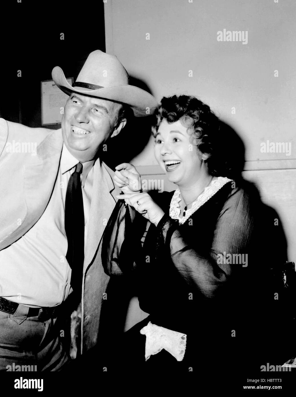GIANT, from left, visiting actor Jack Trent, Jane Withers, 1956 Stock ...