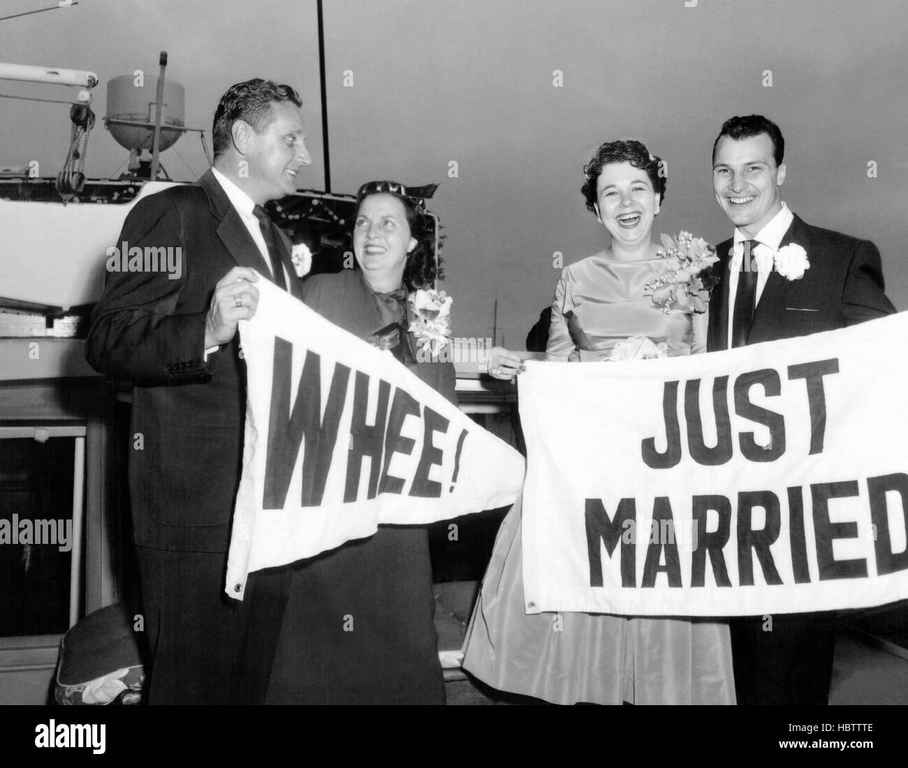 GIANT, third and fourth from left, newlyweds Jane Withers, Kenneth ...