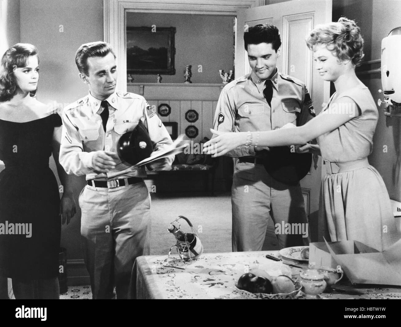G.I. BLUES, from left, Leticia Roman, Robert Ivers, Elvis Presley ...