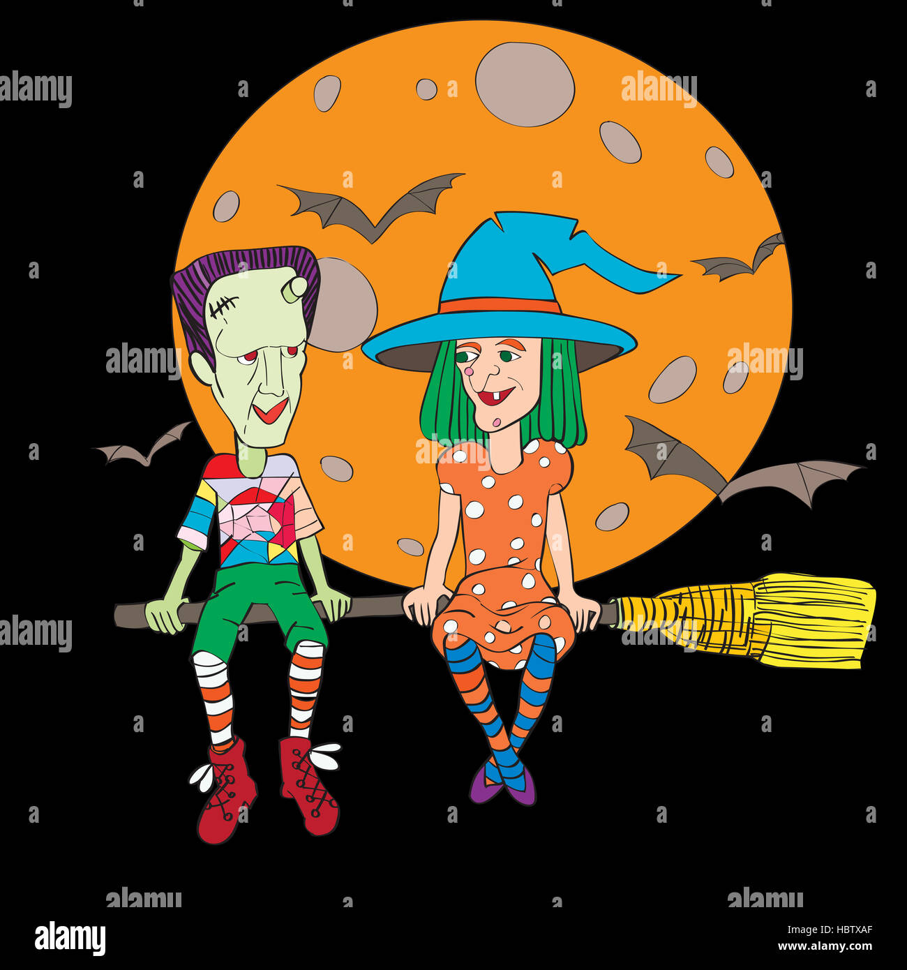 frankenstein and witch Stock Photo - Alamy