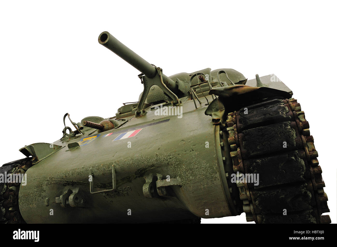 Old U.S. Army WWII battle tank isolated on a white background Stock ...