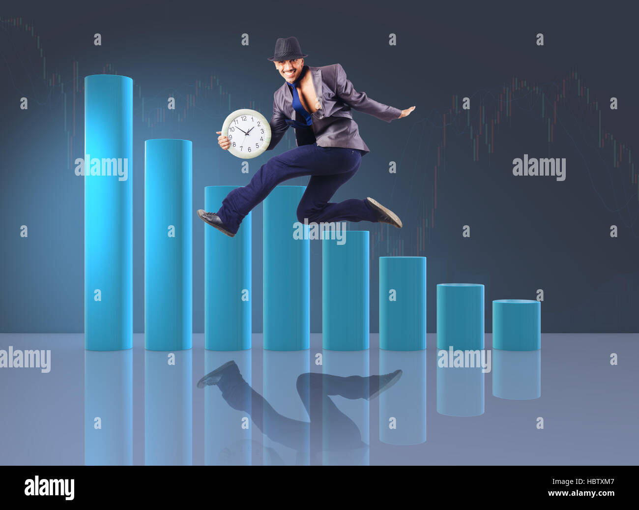 The businessman jumping in business concept Stock Photo - Alamy