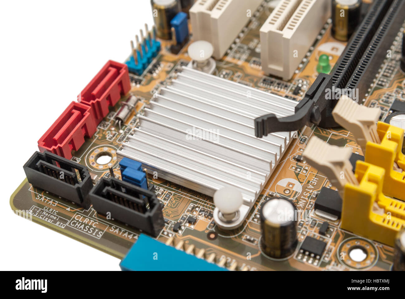 Electronics components on modern PC computer mainboard Stock Photo - Alamy