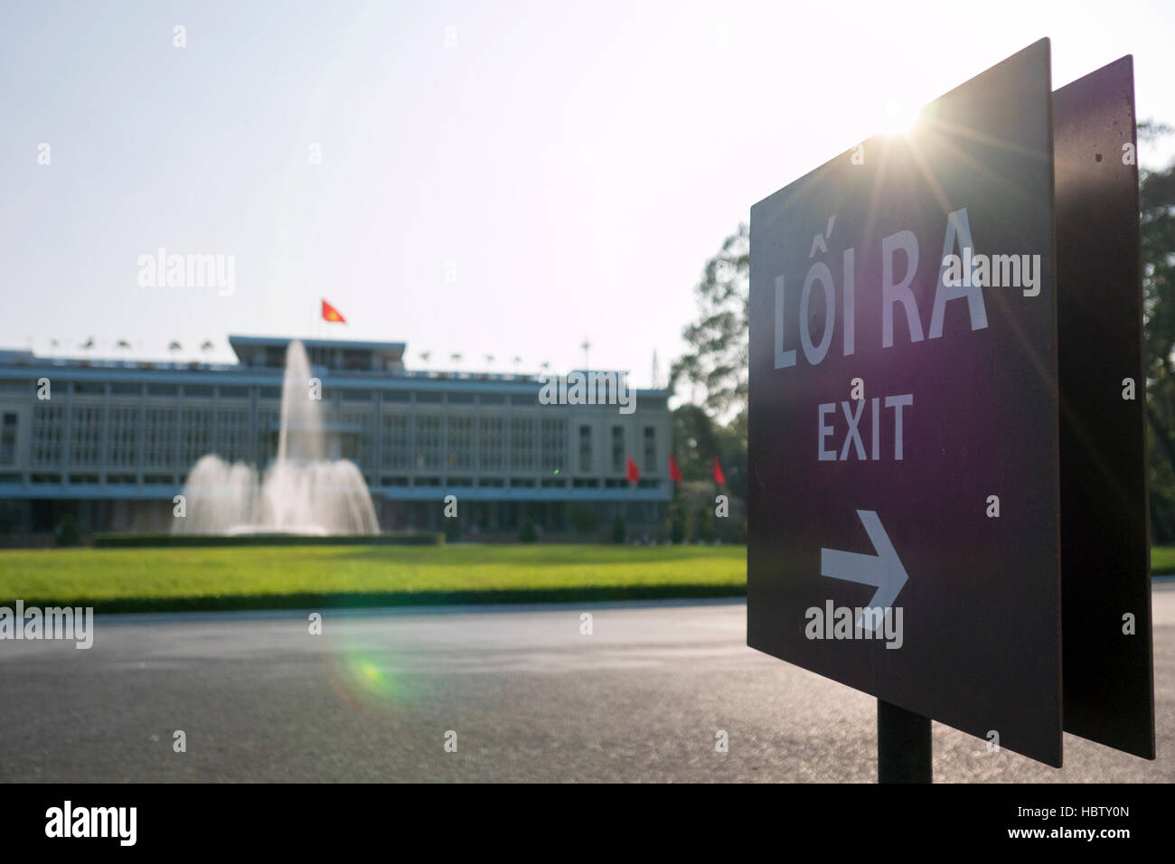 Exit sign at the Independence Palace in Ho Chi Minh City, Vietnam Stock ...