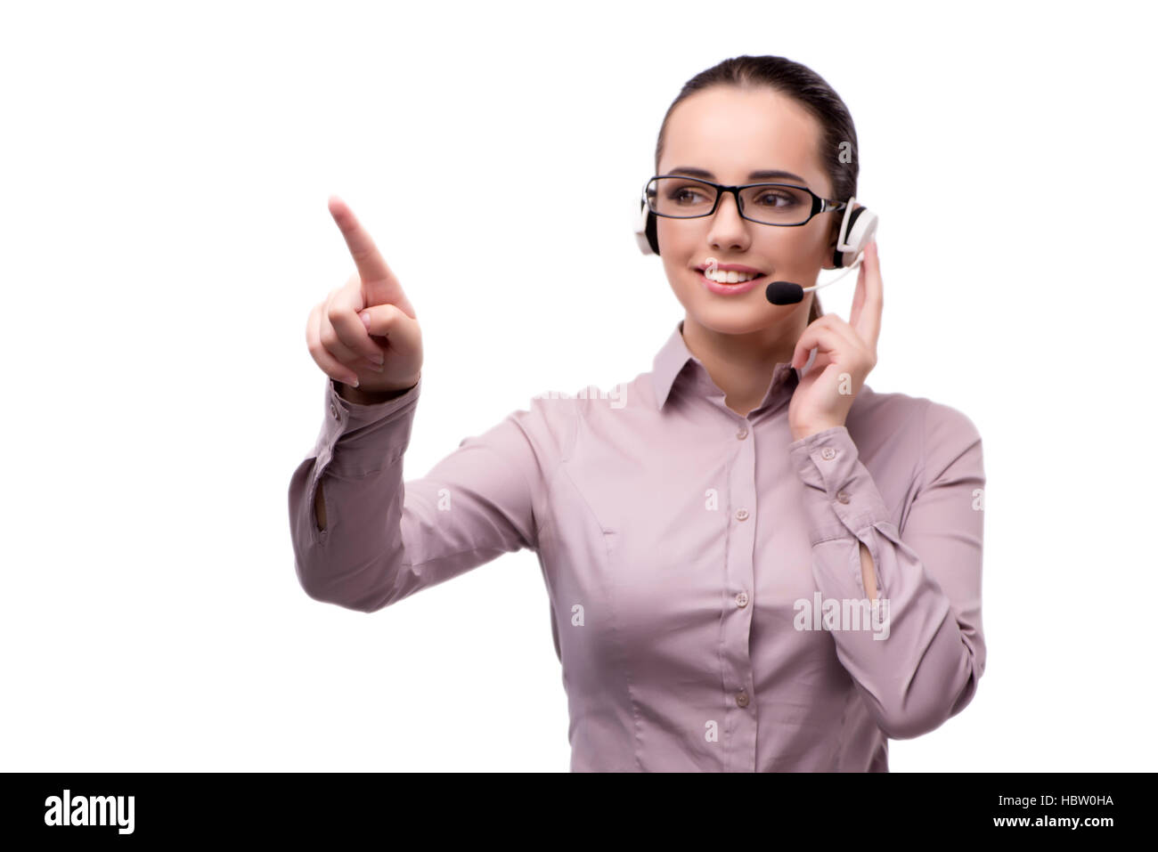 Young call center operator isolated on white Stock Photo - Alamy