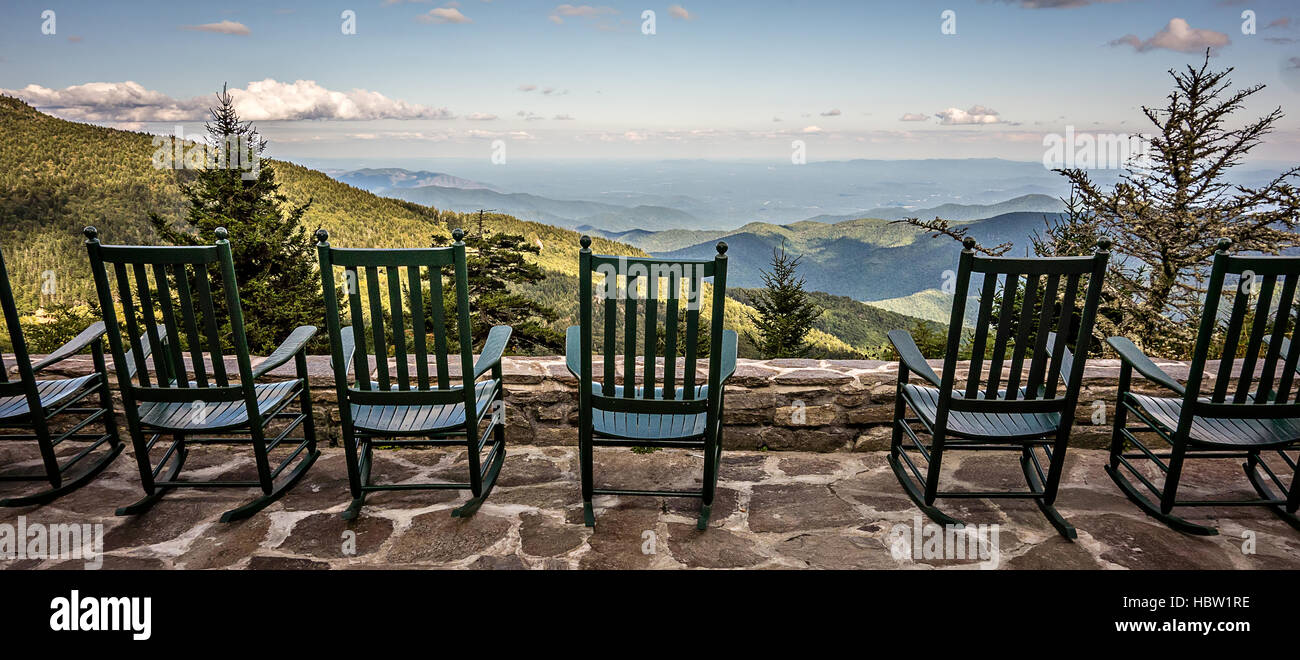 chairs and beautiful mountain view Stock Photo - Alamy