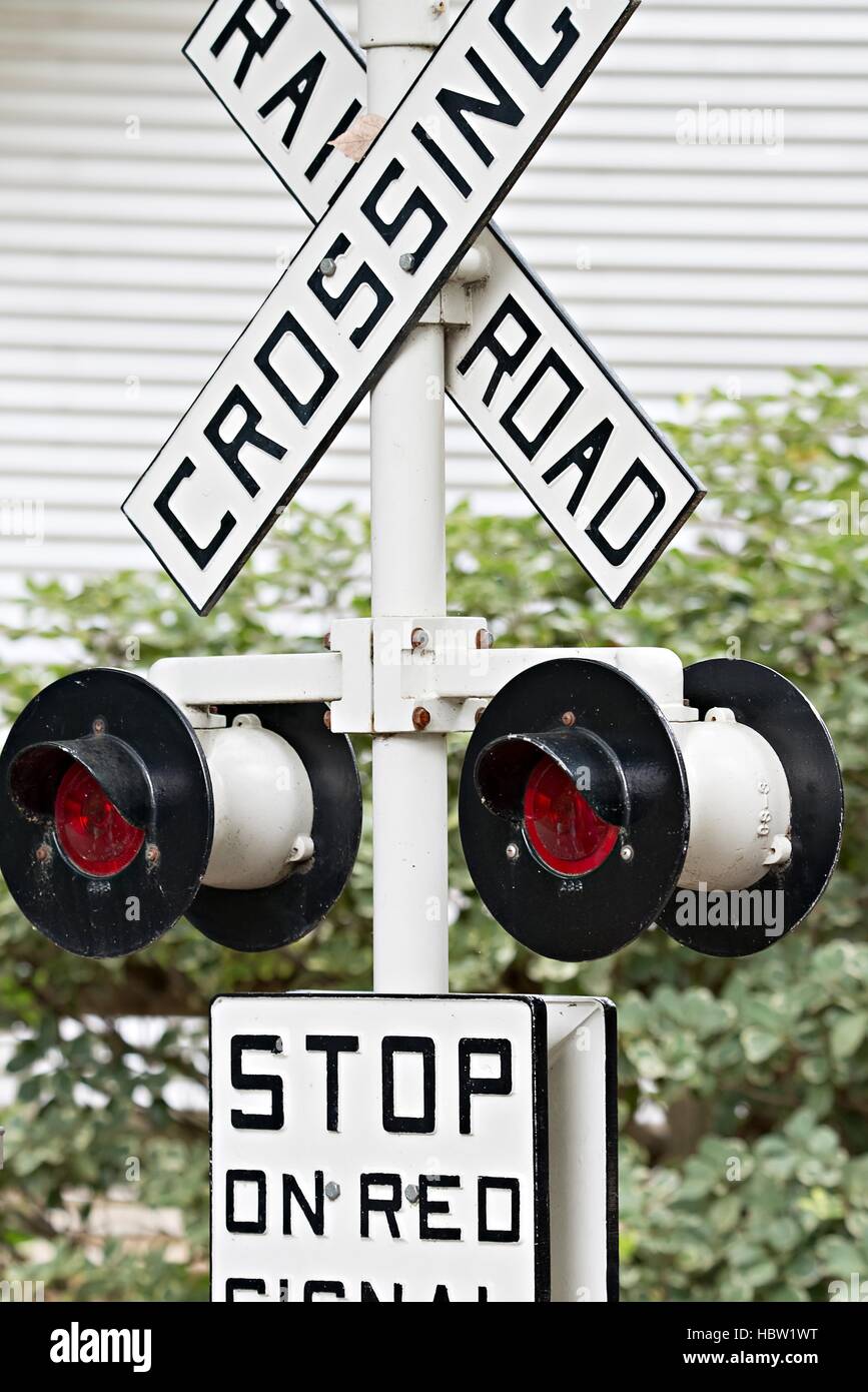 rail road crossign sign and signals Stock Photo - Alamy
