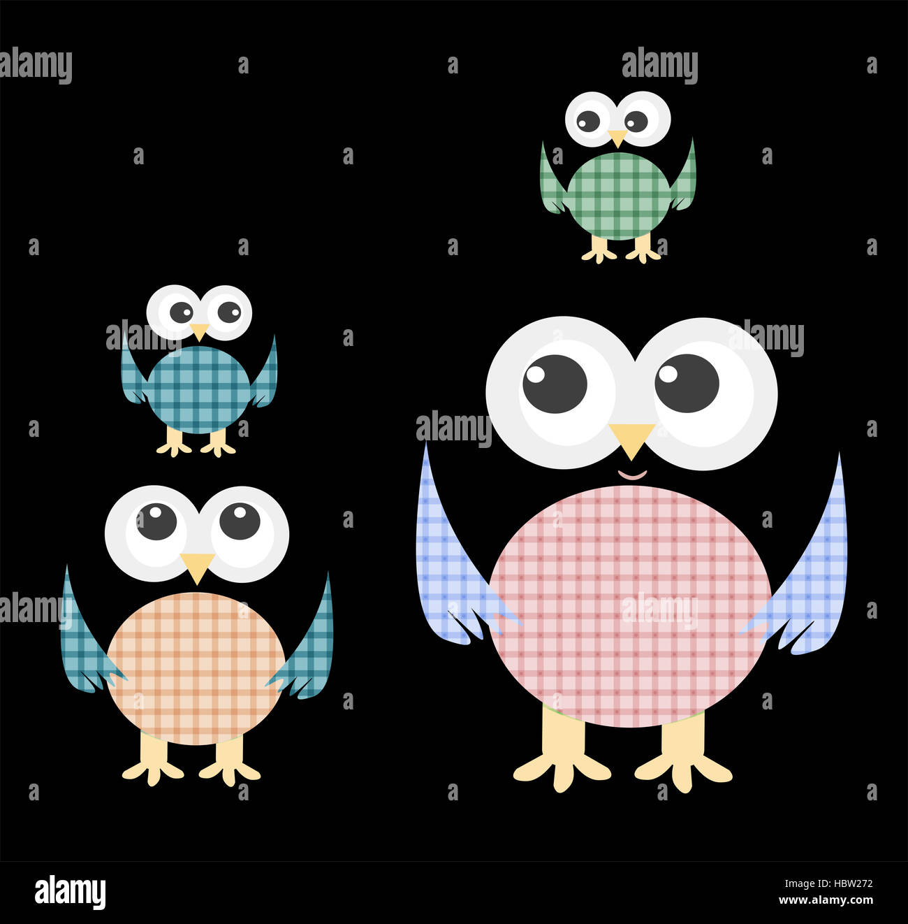 Cartoon character family owl Stock Photo - Alamy