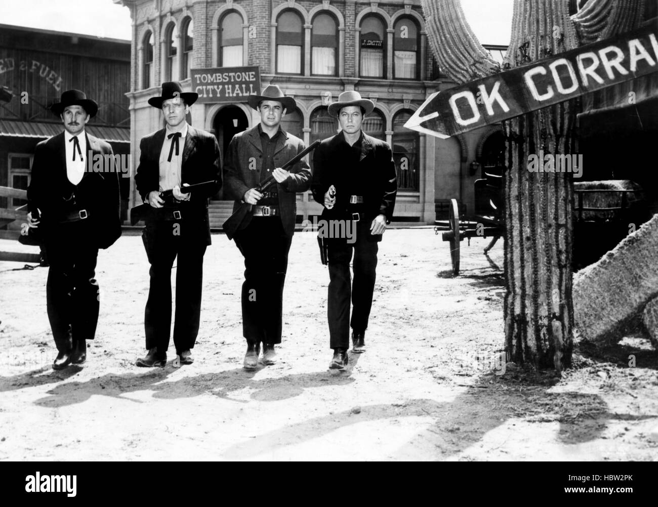 GUNFIGHT AT THE O.K. CORRAL, Kirk Douglas, Burt Lancaster, John Hudson, Deforest Kelley, 1957 ...