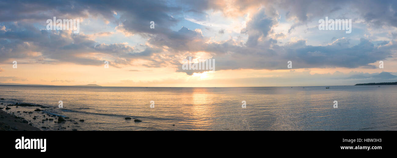 Sunset and ocean view on paradise beach Negara - Bali Island, Indonesia ...