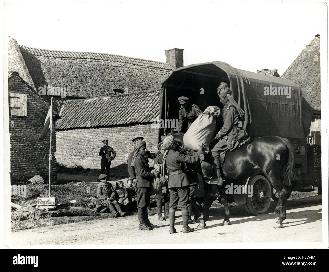 This image captures the arrival of mail at the Brigade Post Office in ...