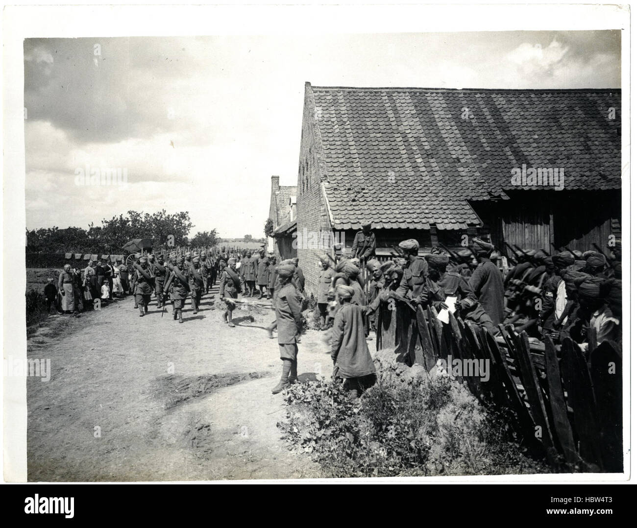 Photograph of the 6th Jat Regiment marching into their billet near ...