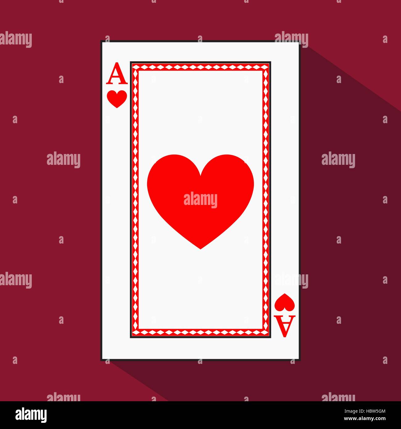 playing card. the icon picture is easy. HEART ace with white a basis ...