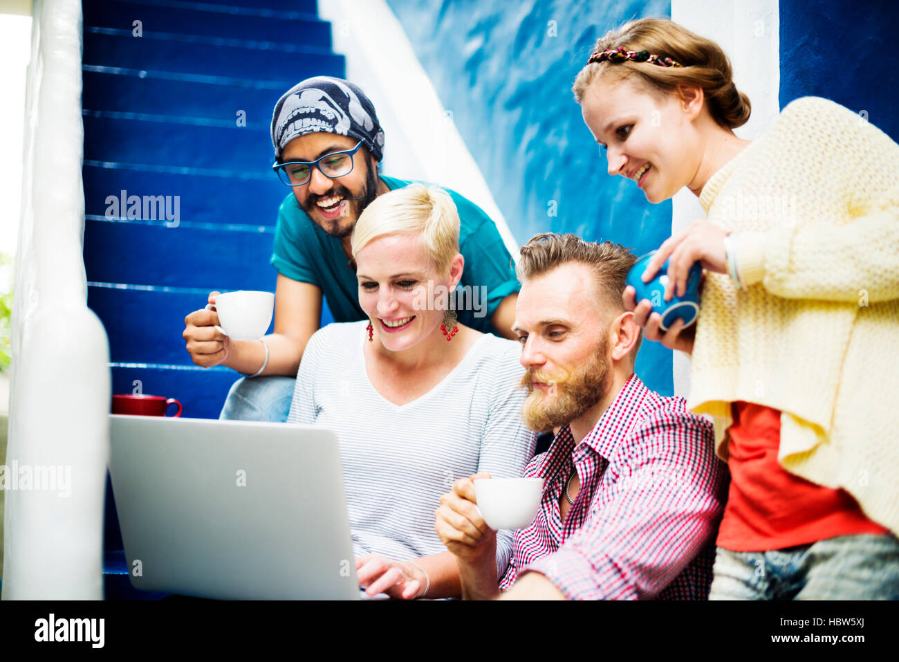 Group Of People Browsing Internet Concept Stock Photo - Alamy