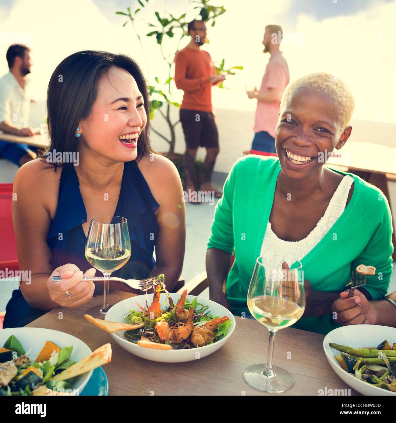 Group Of People Dining Concept Stock Photo - Alamy