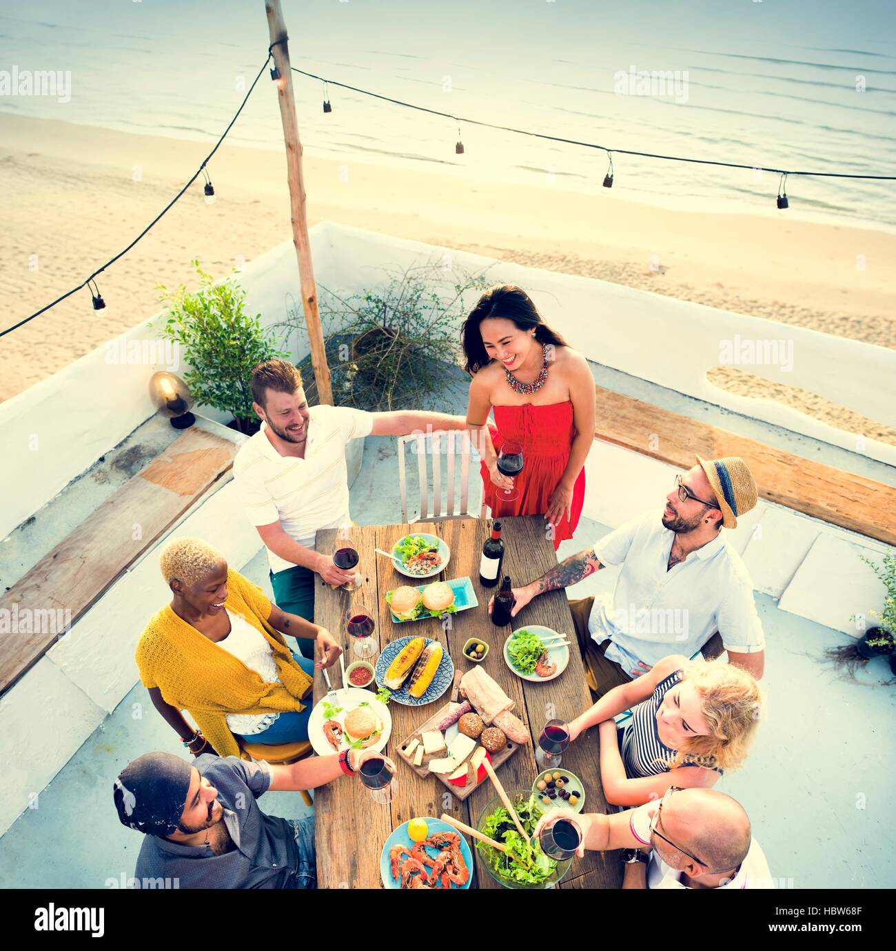 Group Of People Dining Concept Stock Photo - Alamy