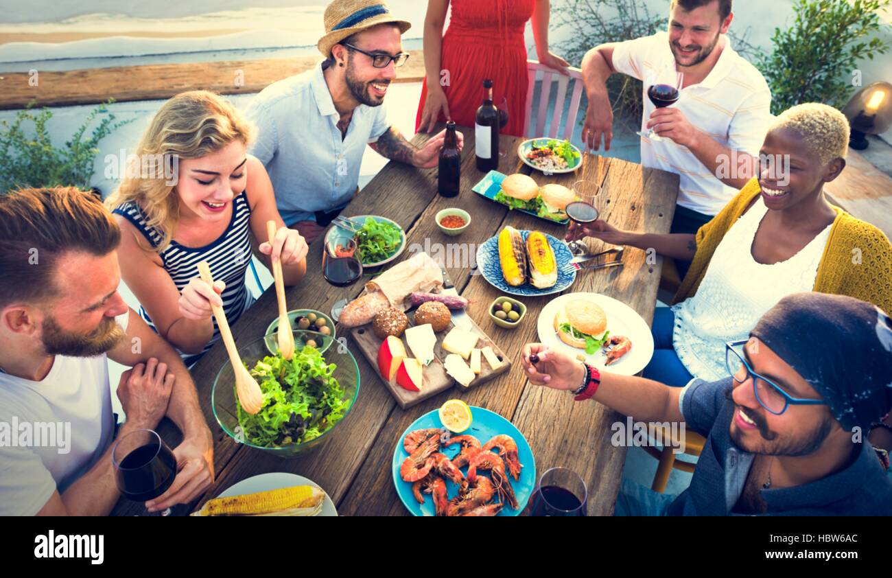 Group Of People Dining Concept Stock Photo - Alamy