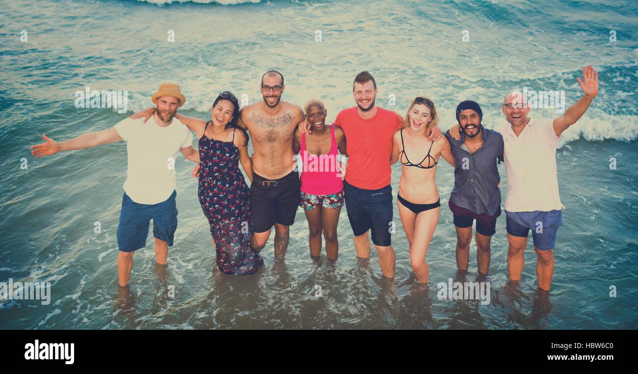 Young People Standing Near Sea Concept Stock Photo - Alamy
