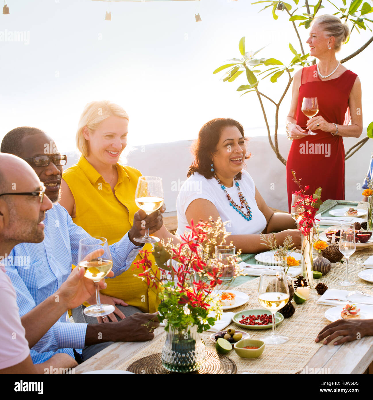 Group Of People Dining Concept Stock Photo - Alamy