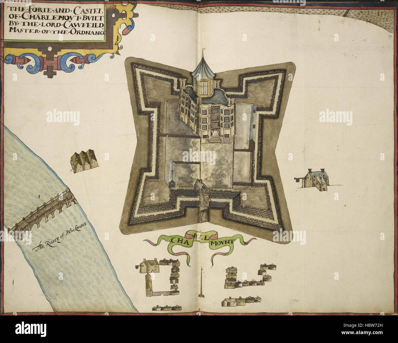The image shows the fort and castle of Charlemont in County Armagh ...