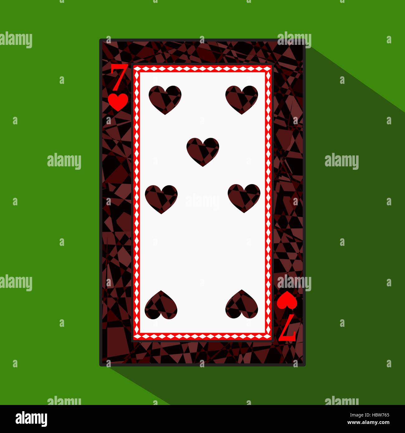 playing card. the icon picture is easy. HEART SEVEN 7 about dark region ...
