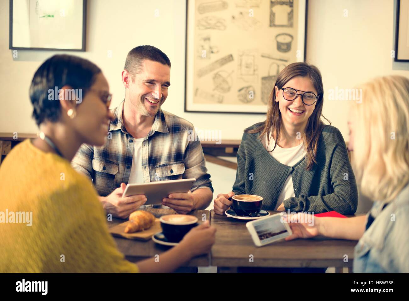 Cafe Friends Coffee Break Cheerful Relaxation Concept Stock Photo - Alamy